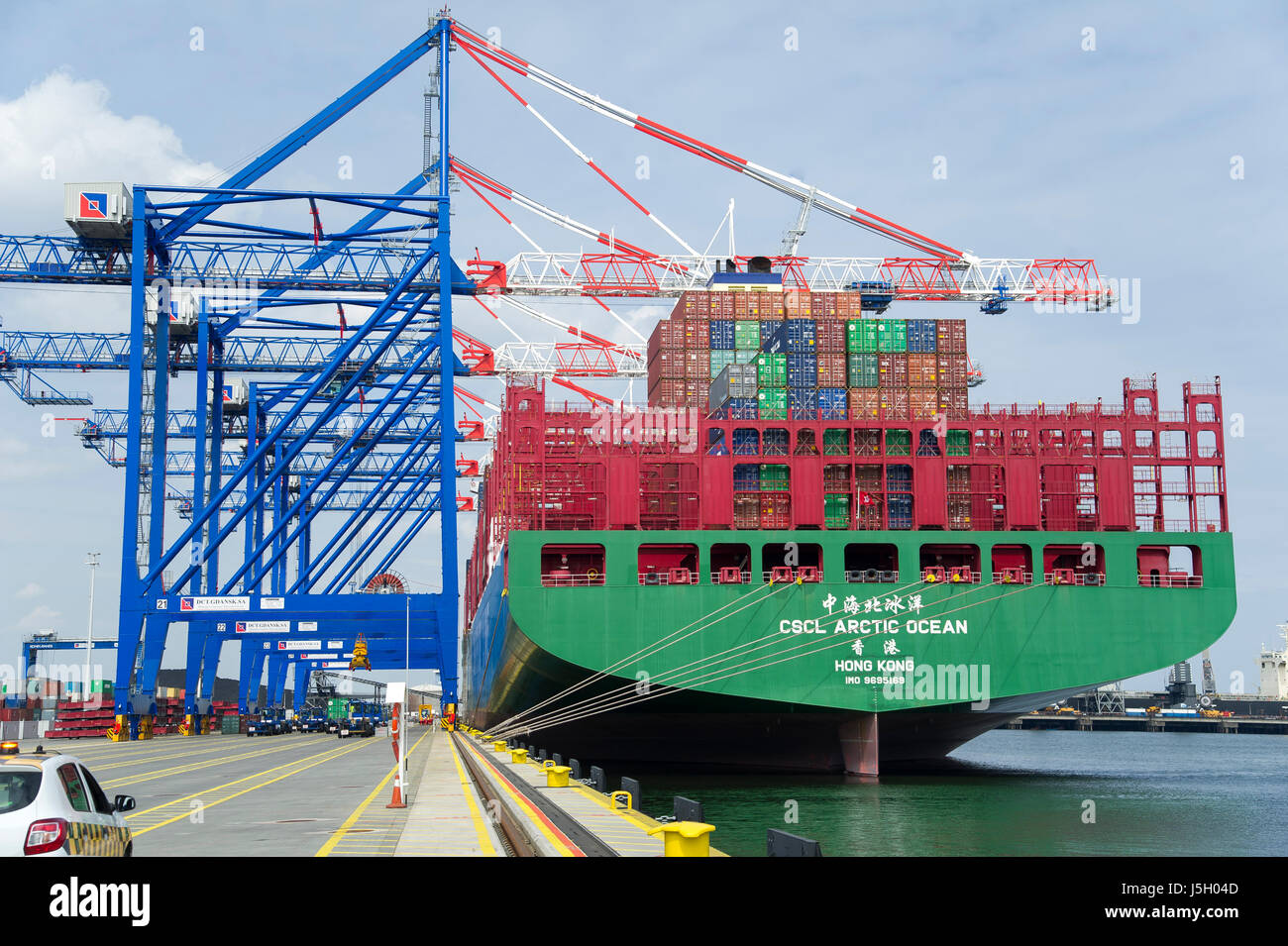 Gdansk, Poland. 17th May, 2017. 400 meter long container ship CSCL ...