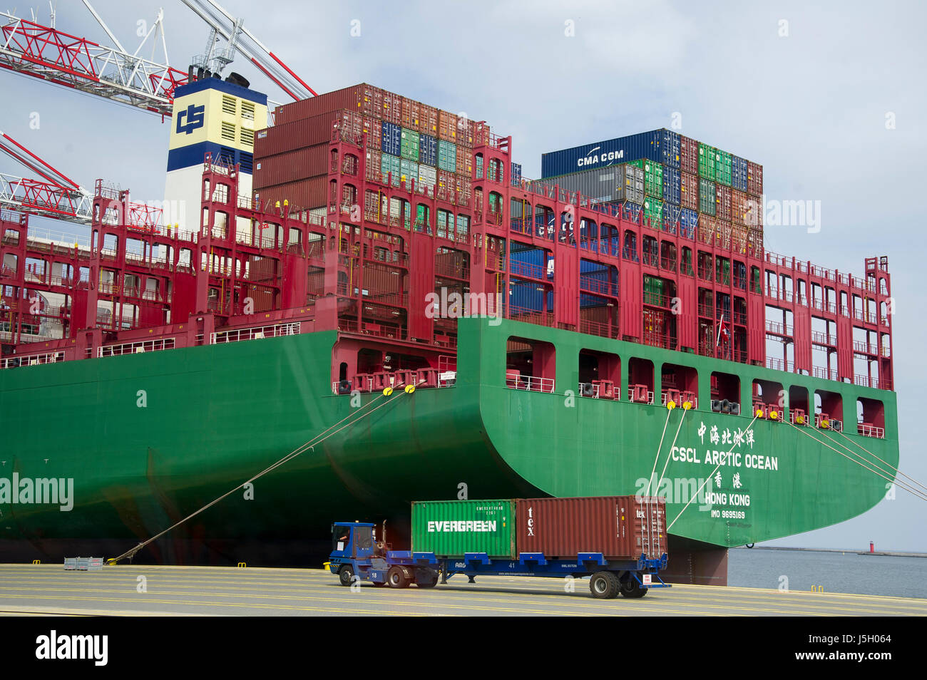 Gdansk, Poland. 17th May, 2017. 400 meter long container ship CSCL ...