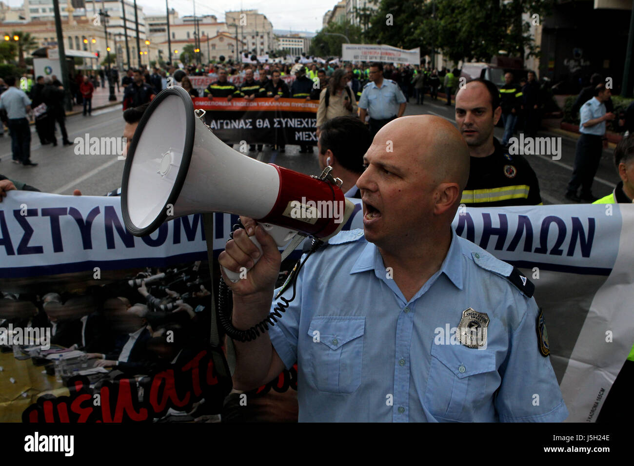 Athens, Greece. 17th May, 2017. Greek police officers take part in an ...
