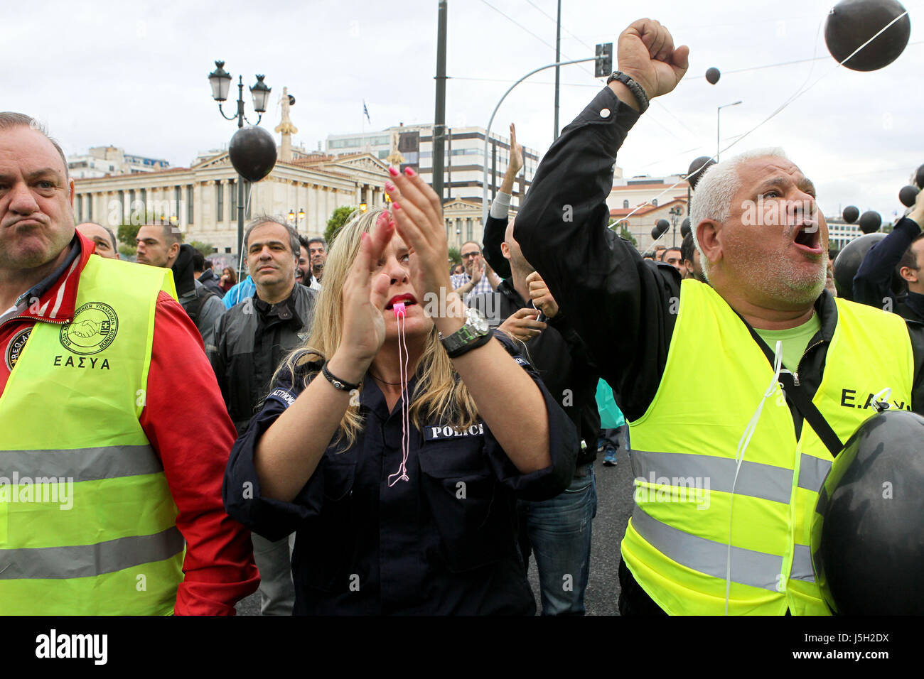 Athens, Greece. 17th May, 2017. Greek police officers take part in an ...