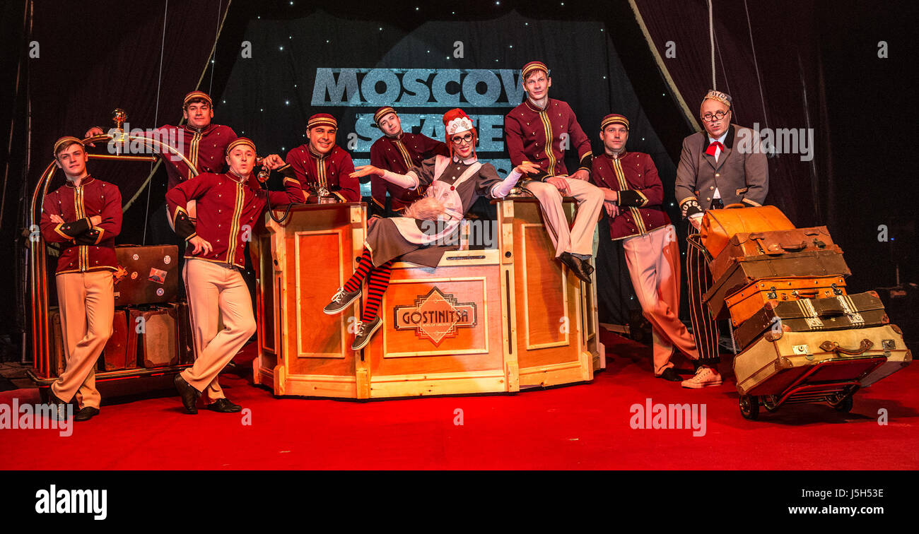 Cheltenham Gloucestershire UK. 17th May, 2017. Moscow State Circus cast ...