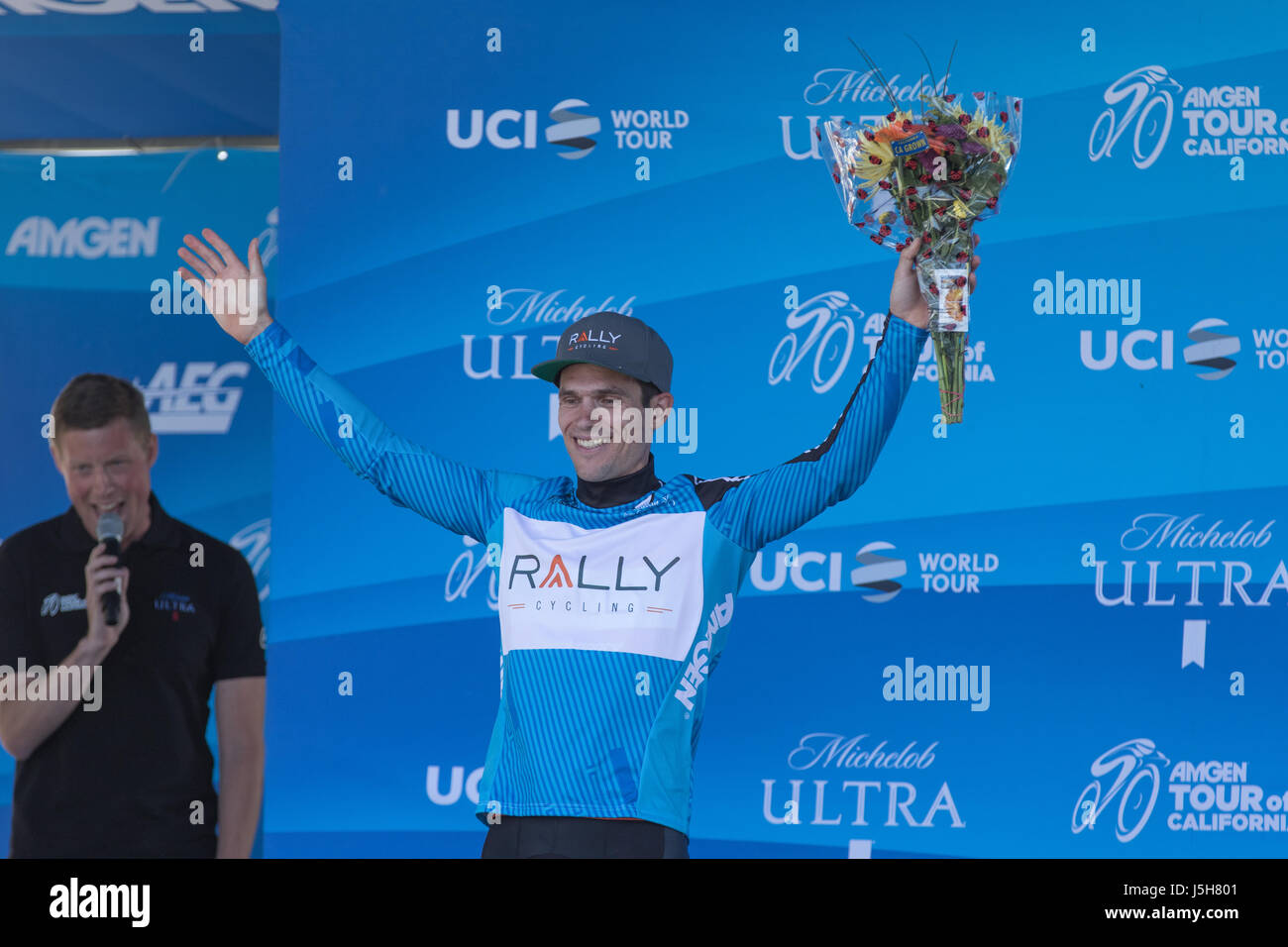 Santa Clarita, USA. 17th May 2017. Stage winner Evan Huffman (US) of ...