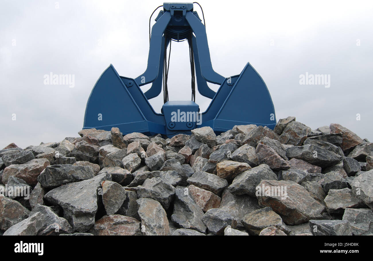 blue service detail industry rock steel dredger grasp hunks chunk ...
