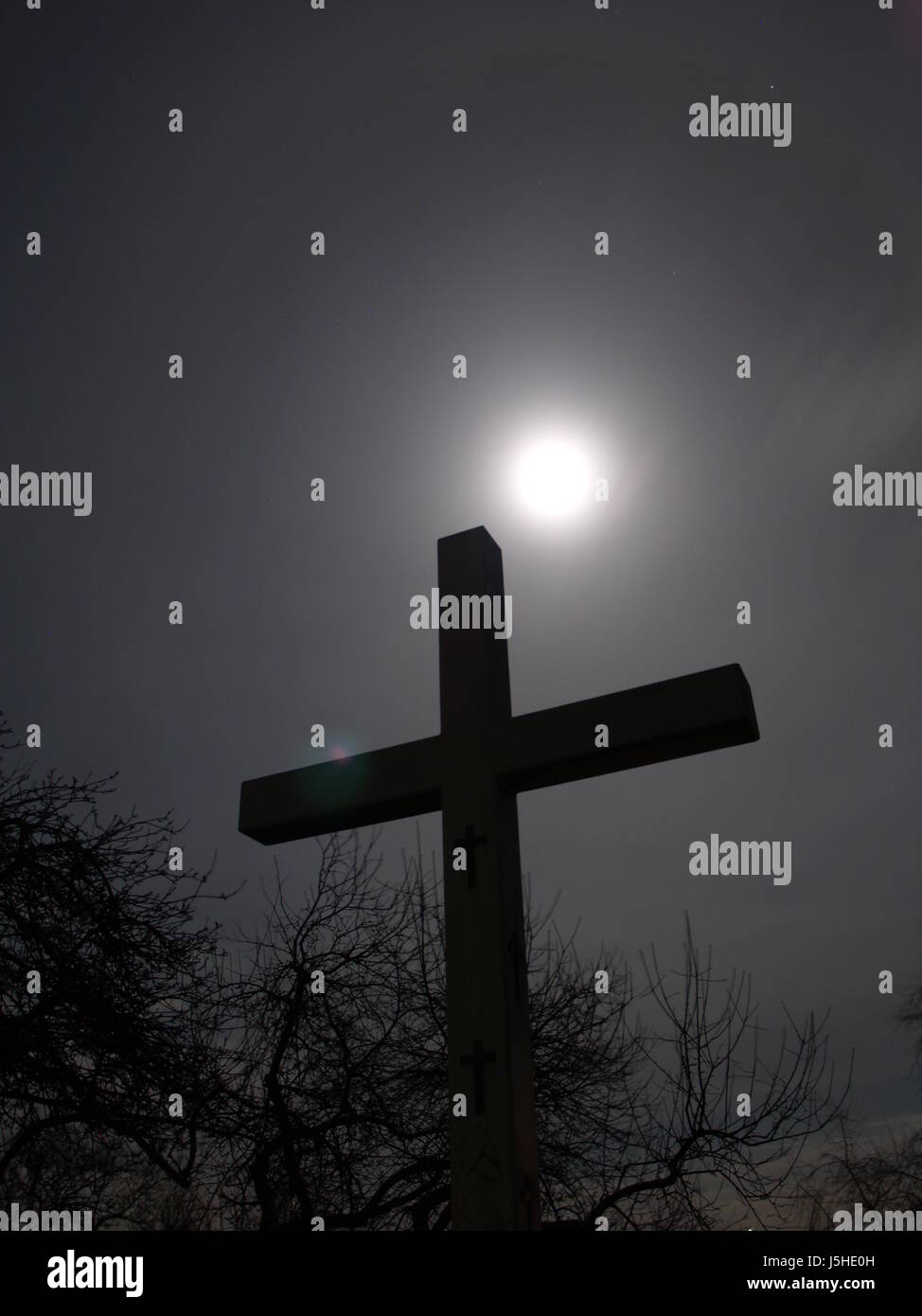 night photograph cross long-term exposure moon uncanny full moon mystic ...