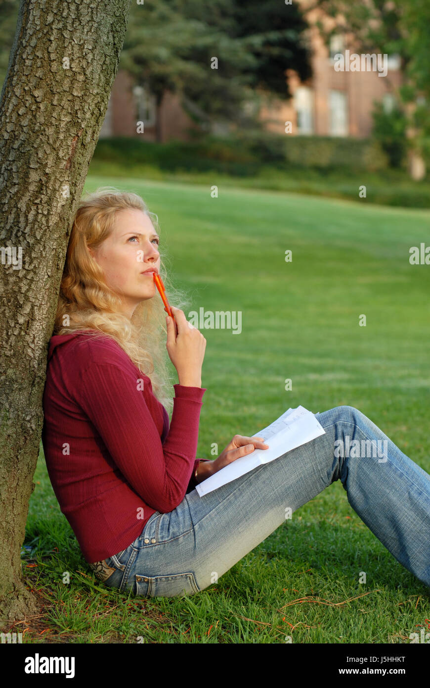 woman study education meditate person learn think thoughts student ...