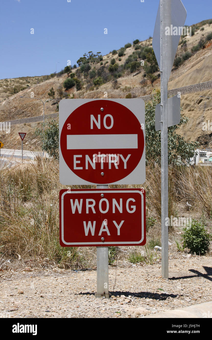 Wrong way signposts hi-res stock photography and images - Alamy