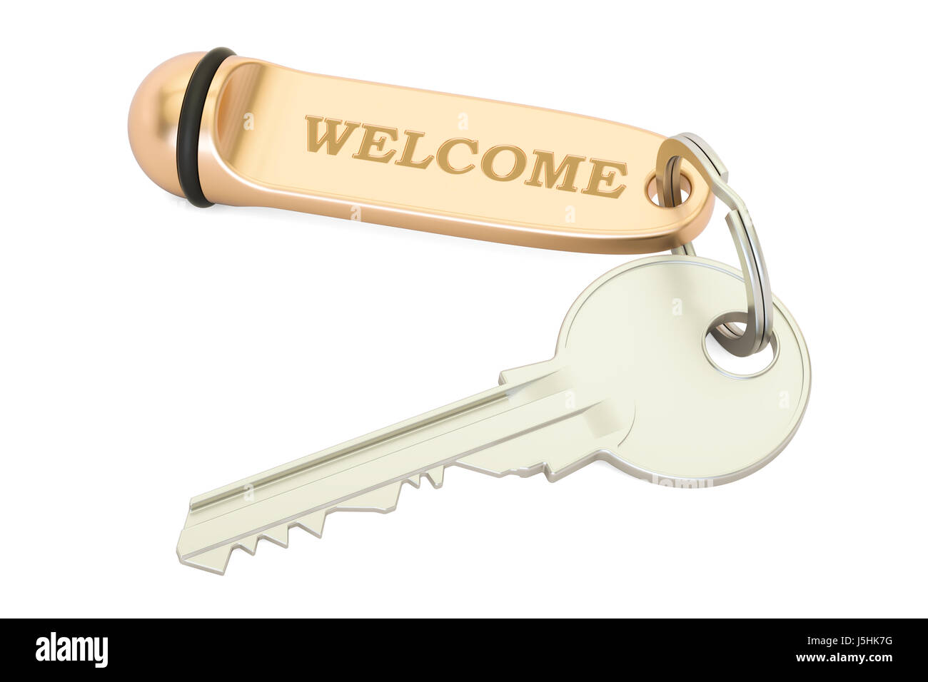Hotel key Welcome, 3D rendering isolated on white background Stock ...