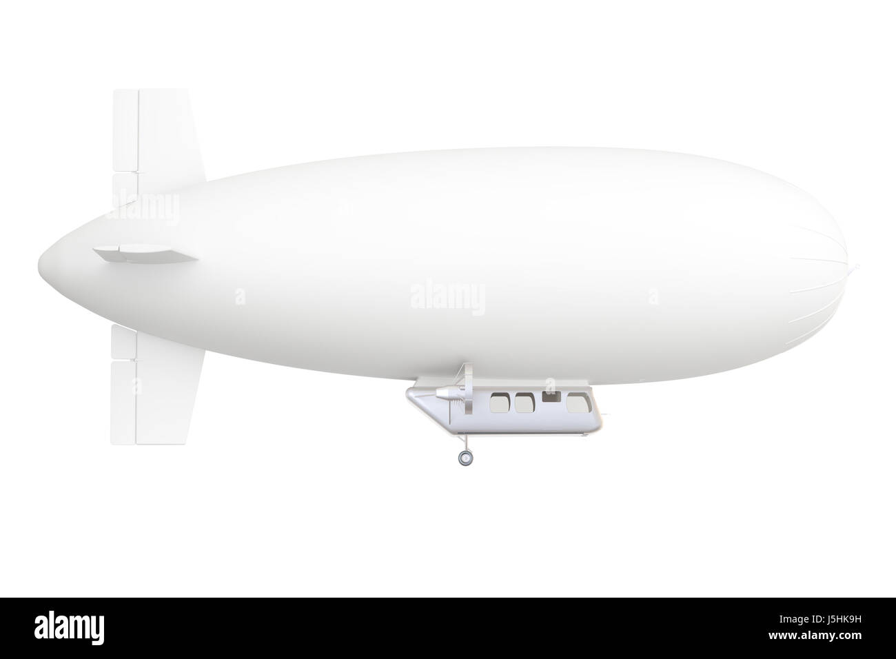 White airship or dirigible balloon, 3D rendering isolated on white ...