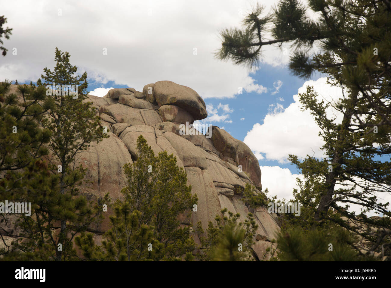 Rocks at Vedauwoo Park in Wyoming under cloudy blue sky Stock Photo - Alamy
