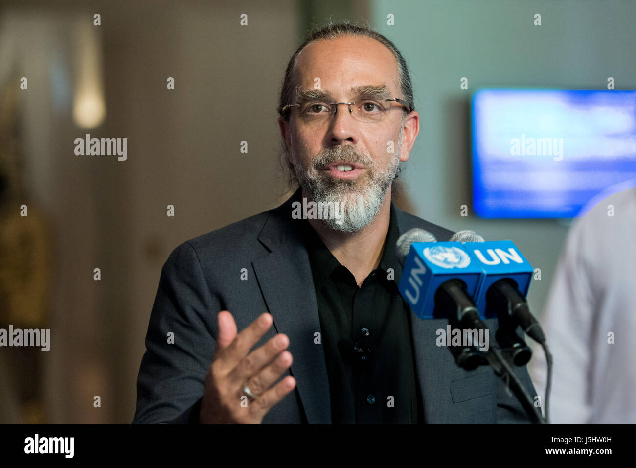 Dr. Astro Teller, CEO of Google X, is seen speaking with the press ...