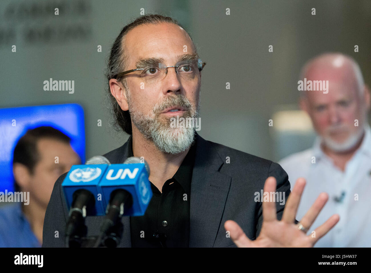 Dr. Astro Teller, CEO of Google X, is seen speaking with the press ...