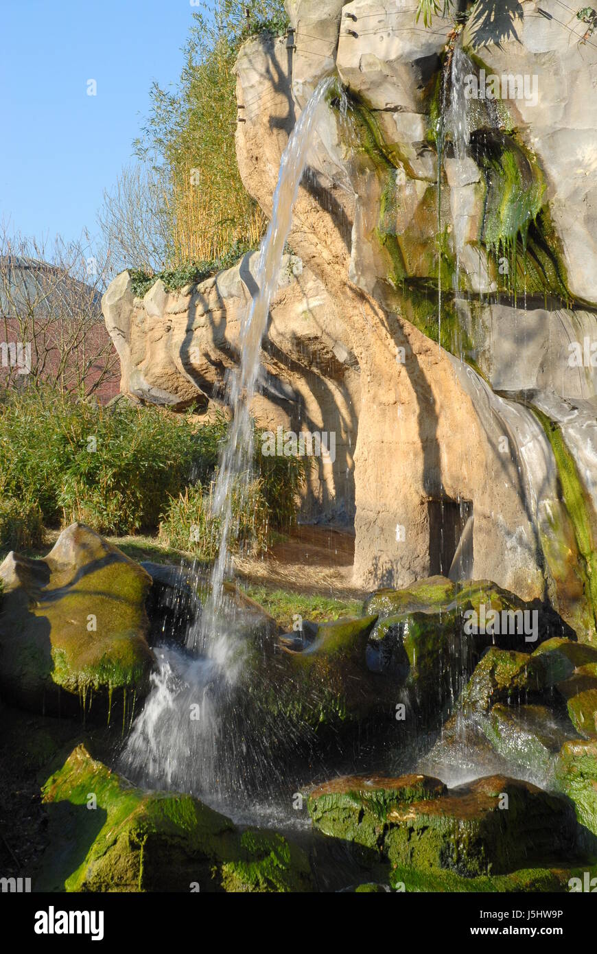 beautiful beauteously nice rock waterfall steep squirt dash moss ...