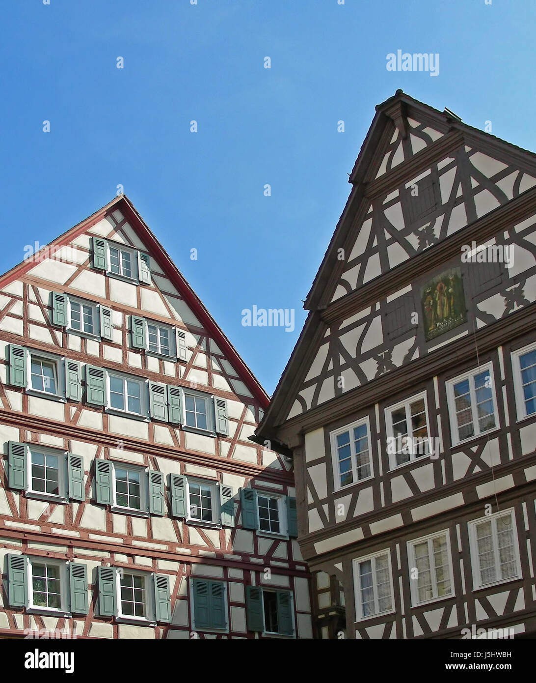 historical wood old town frame-work style of construction architecture ...