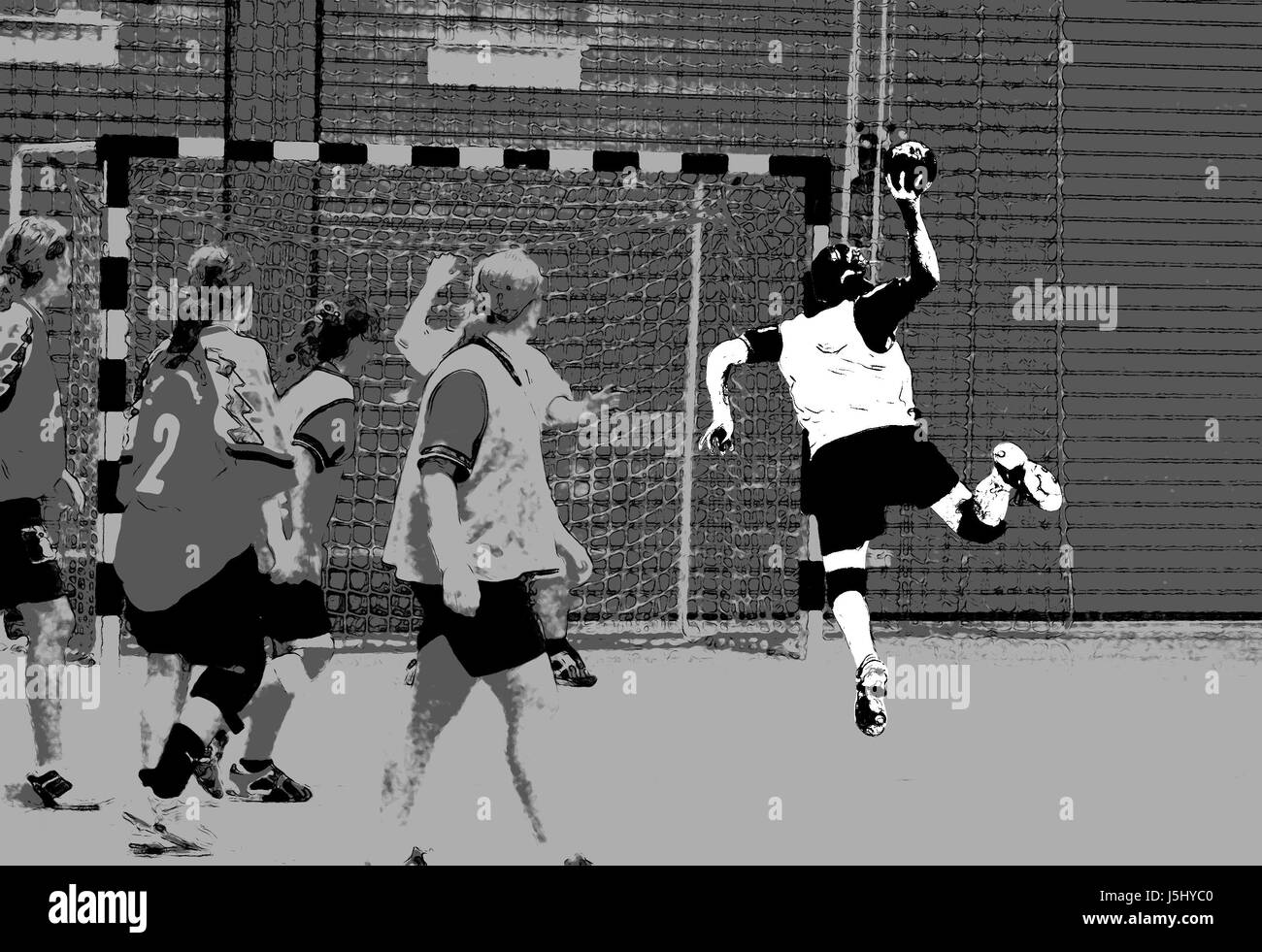 Girls handball Black and White Stock Photos & Images - Alamy