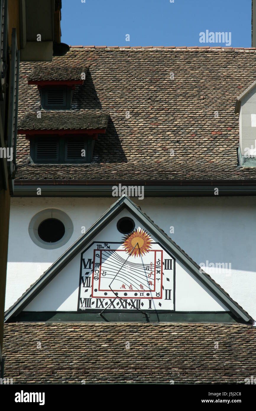 historical old town clock sun dial zurich rooftop shine shines bright ...