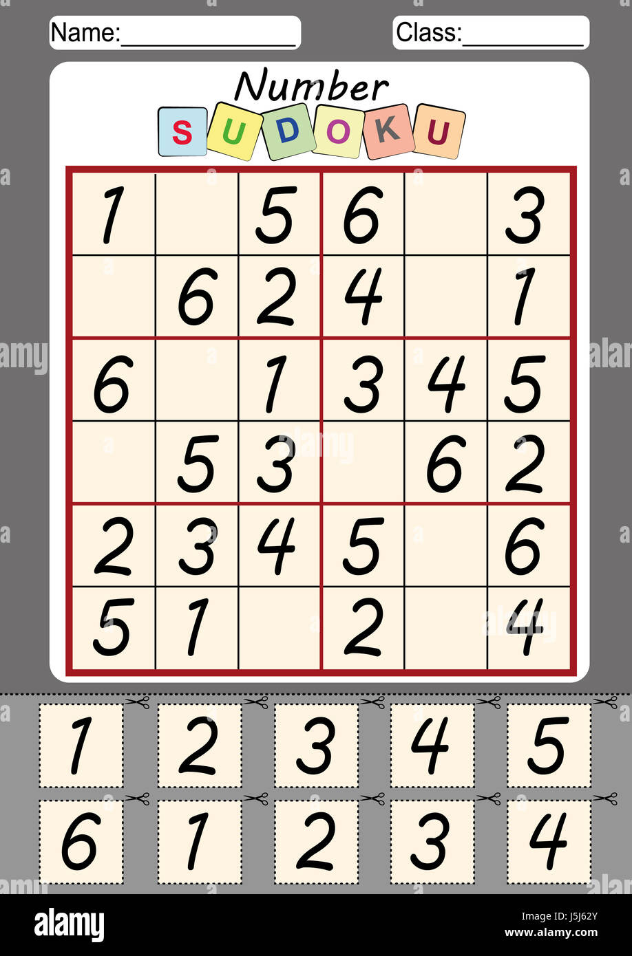 picture sudoku for kids, Cut and paste Stock Photo - Alamy
