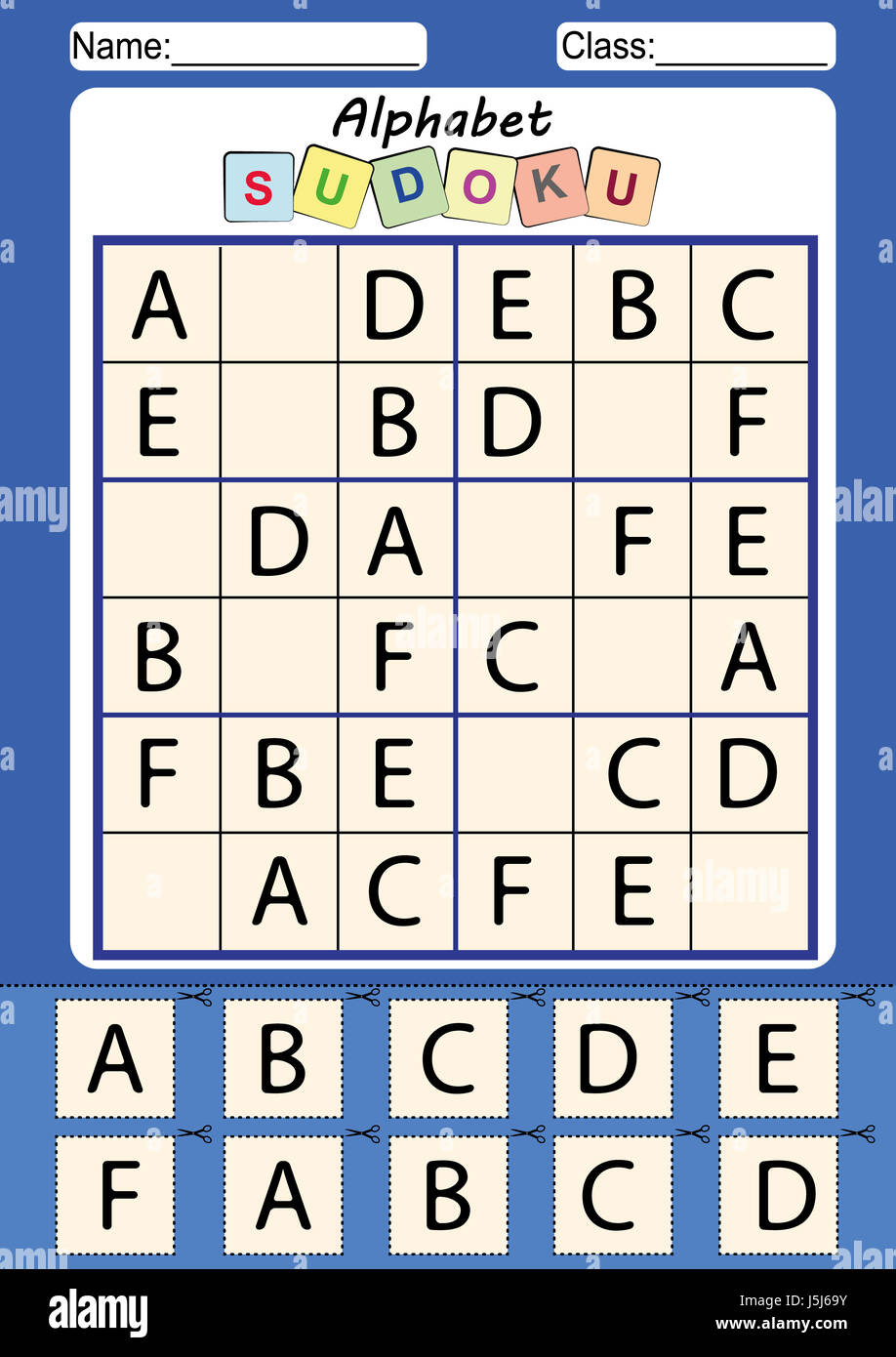 picture sudoku for kids, Cut and paste Stock Photo - Alamy