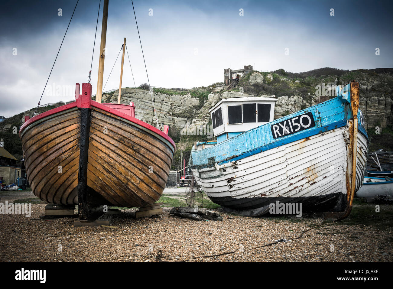 Hastings fishing boats on the beach Stock Photo - Alamy