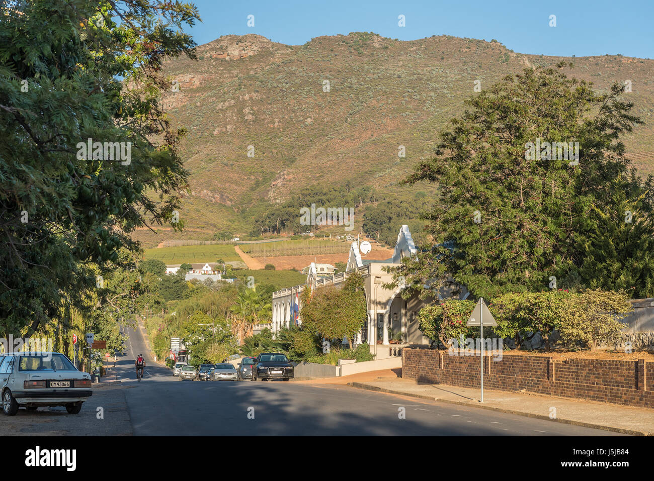 RIEBEECK WEST, SOUTH AFRICA - APRIL 2, 2017: A street scene in Riebeeck ...