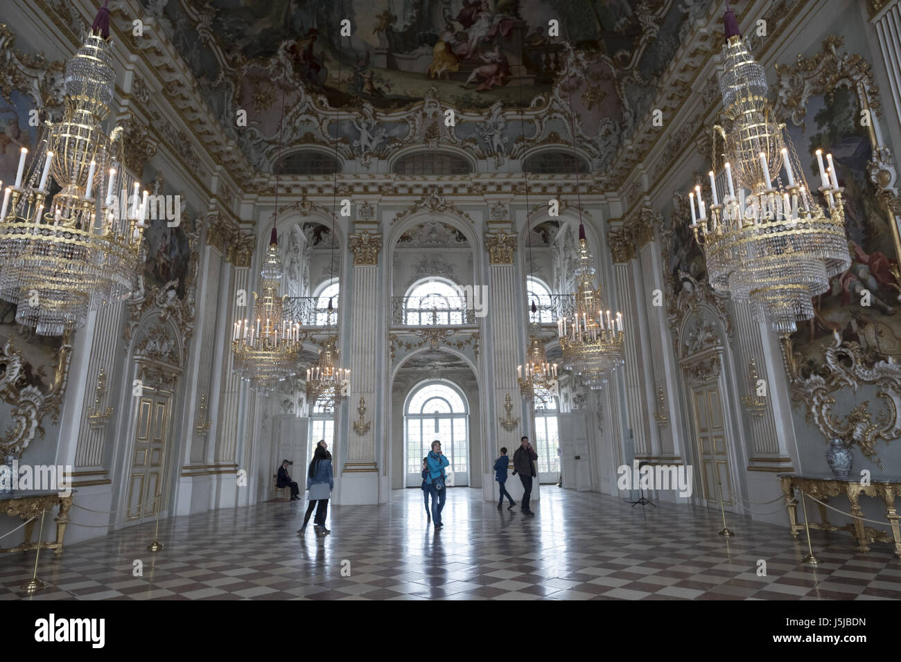 Interior of the Nymphenburg Palace is Baroque style located in the city ...