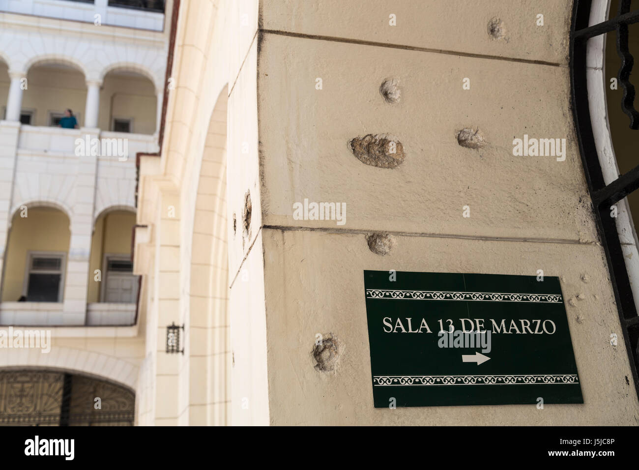 Bullet holes in the wall of the Museum of the revolution, Havana, Cuba ...