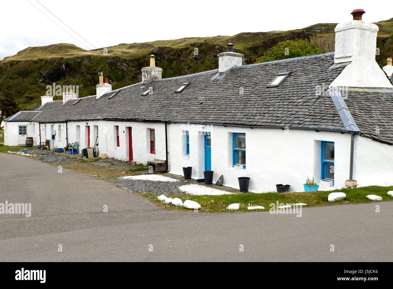 Row of Cottages at Cullipool on the Isle of Luing in Argyll, Scotland ...