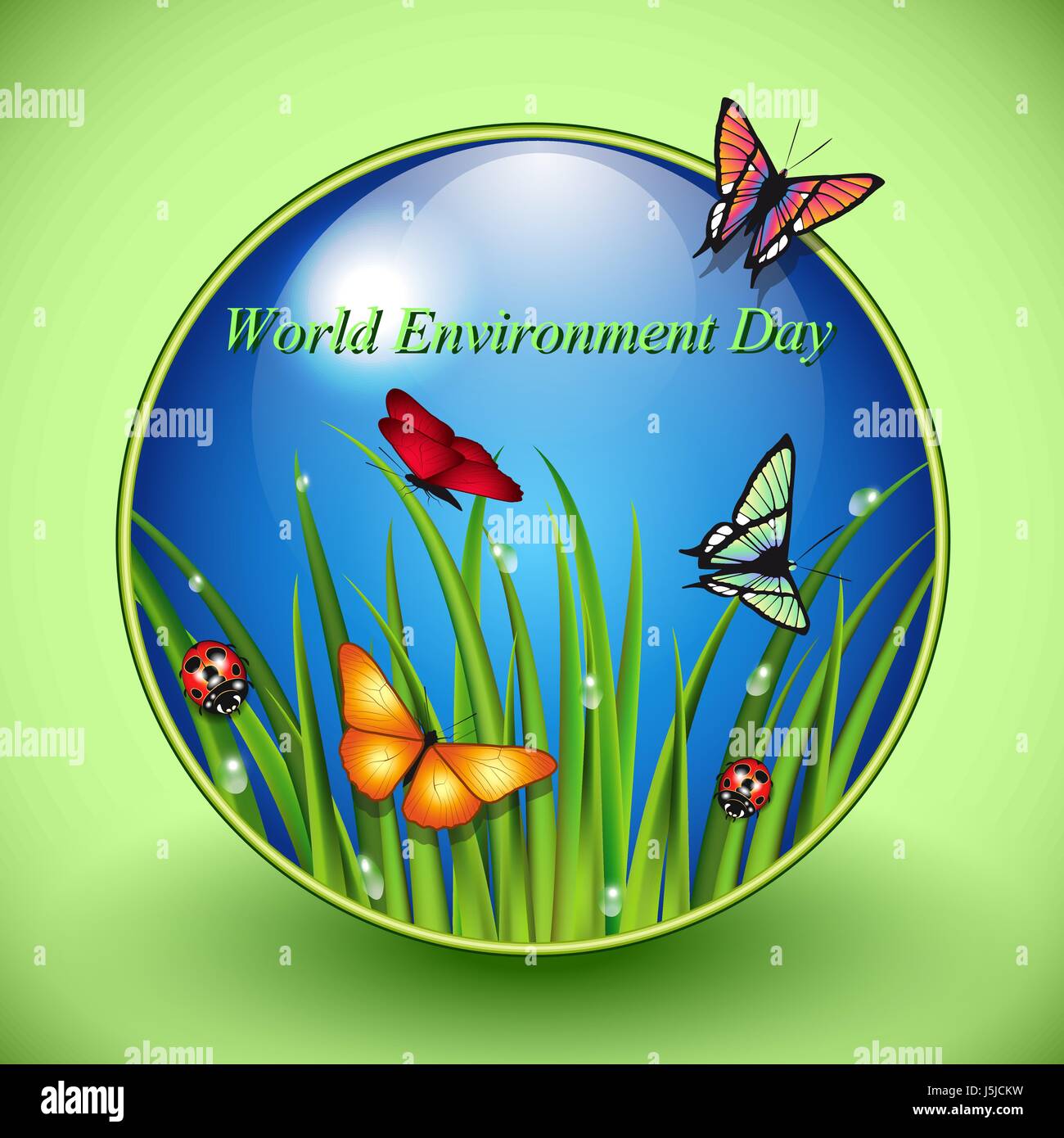 World environment day sign on green background. Vector illustration ...