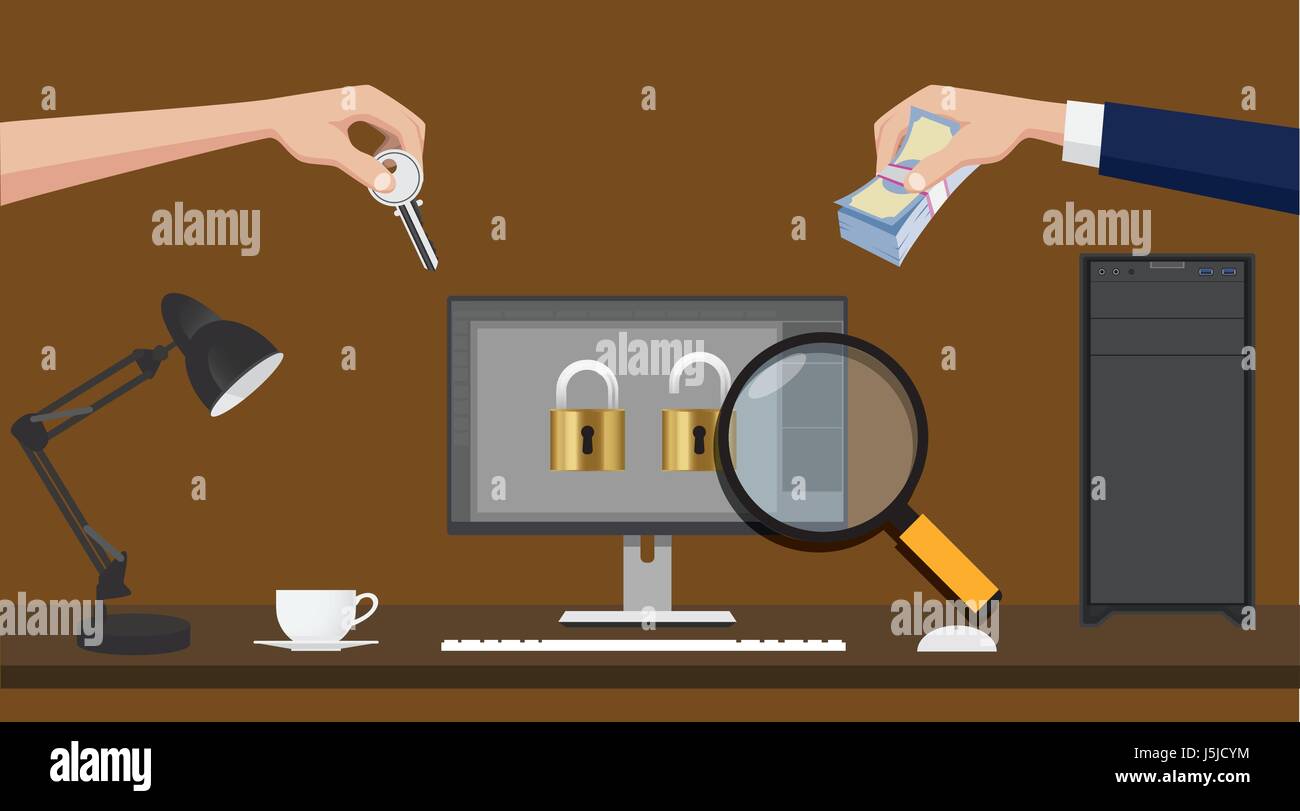 ransomware virus spread illustration with hand money and key Stock ...