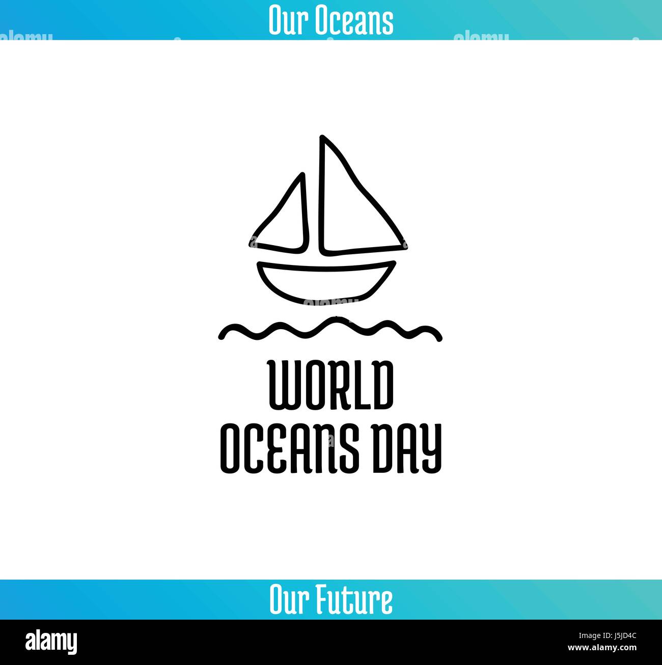 World Oceans Day, June 8. Promoting card with hand drawn doodle, vector ...