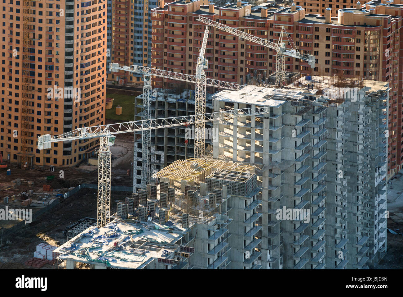 Construction of modern residential buildings in Moscow region, Russia ...