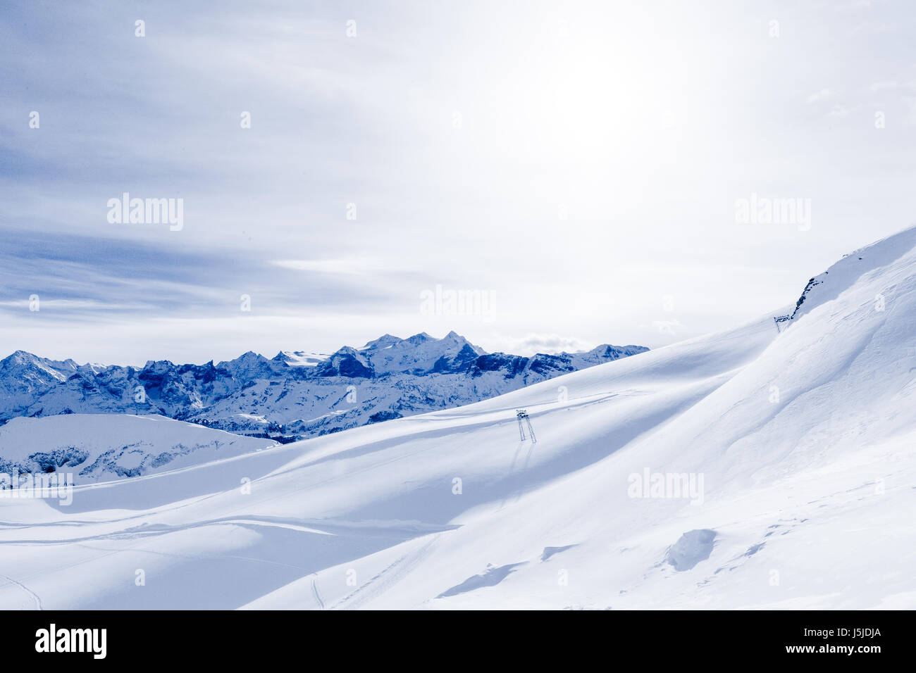 Alpine Alps mountain landscape. Panorama of Snow Mountain Stock Photo ...