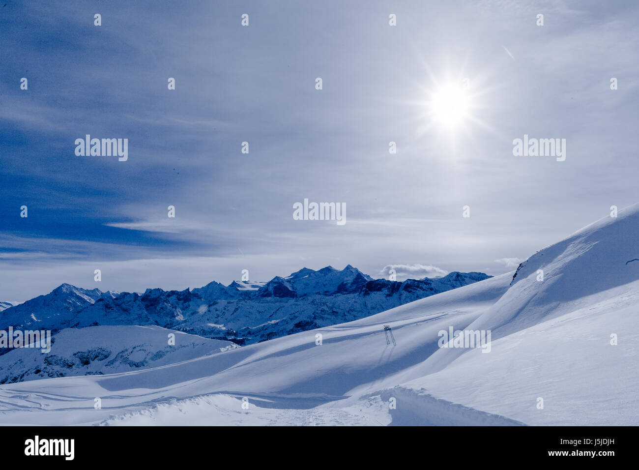 Alpine Alps mountain landscape. Panorama of Snow Mountain Stock Photo ...