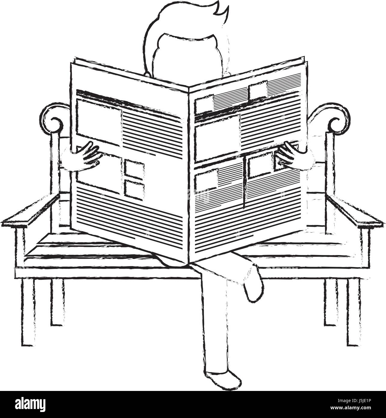 Man sitting chair reading newspaper Black and White Stock Photos ...