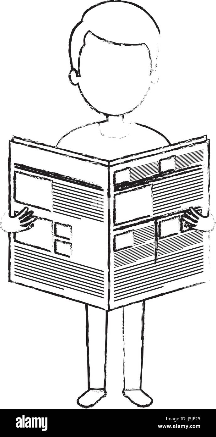 young man reading newspaper avatar character Stock Vector Image & Art ...