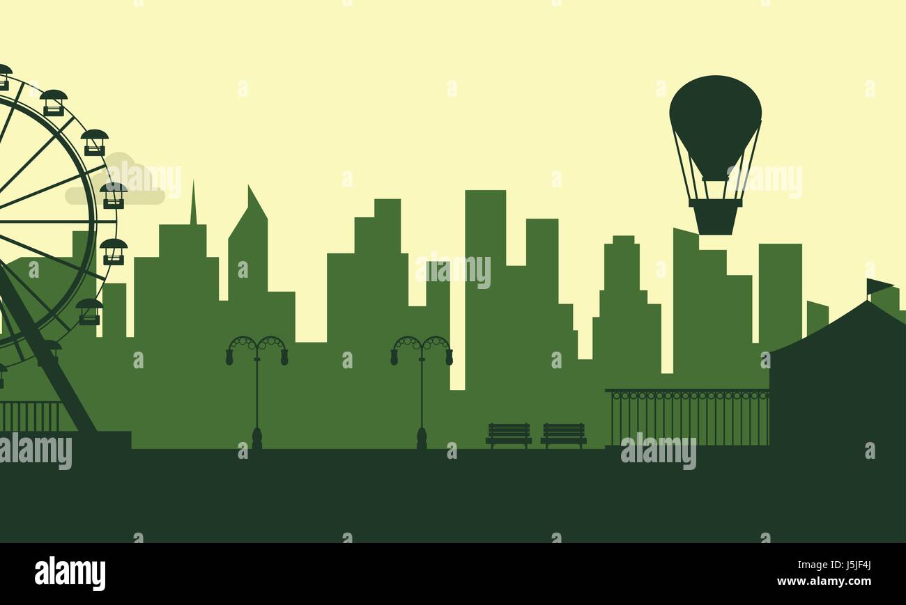 Amusement Park Silhouette Vector