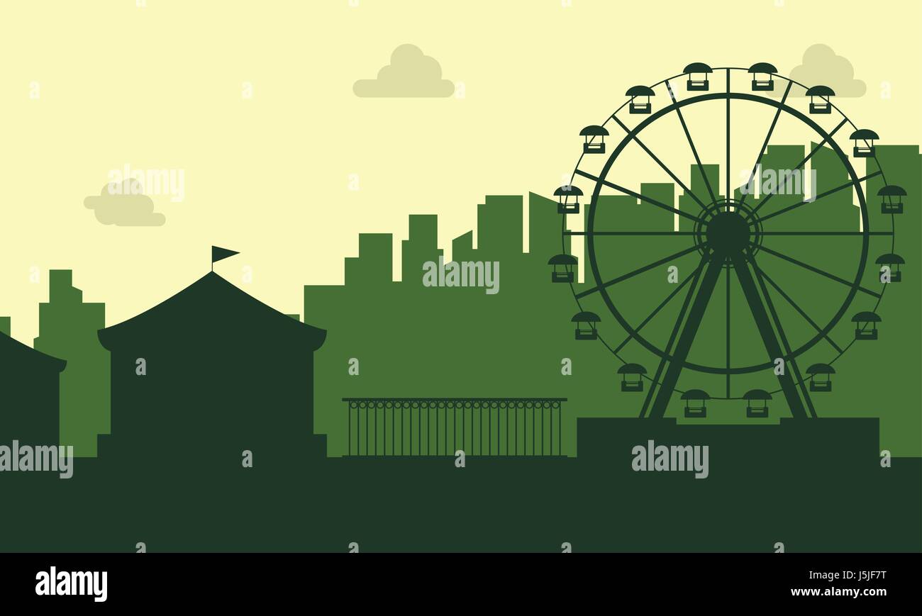 Carnival funfair scenery silhouette Stock Vector Images - Alamy