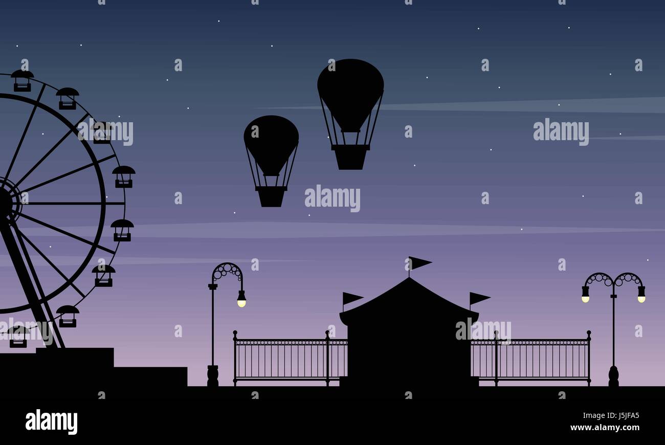 Silhouette amusement park beauty scenery Stock Vector Image & Art - Alamy