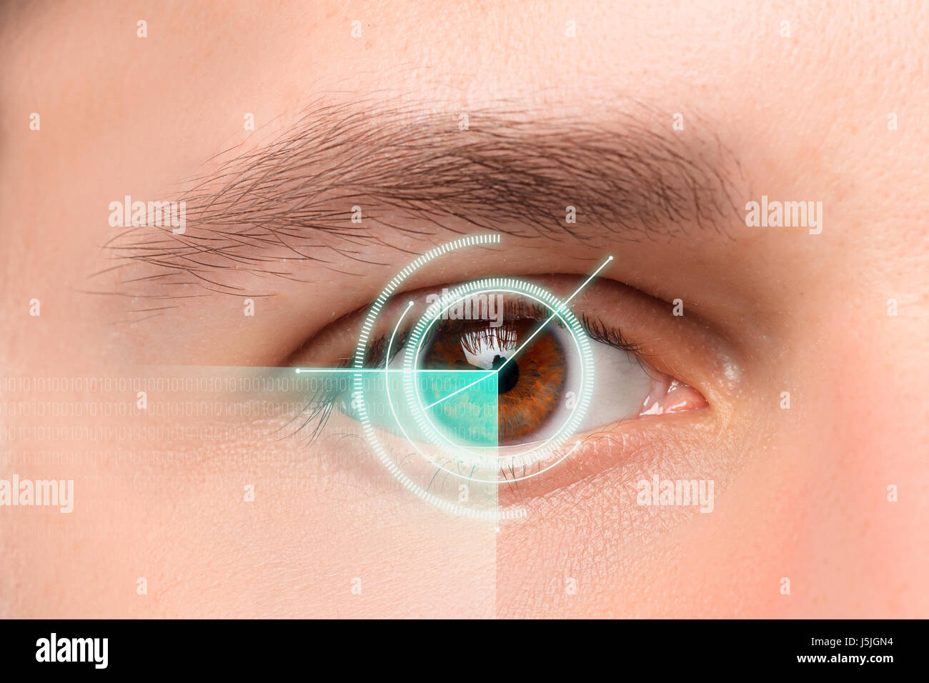 The conceptual image of digital eye of a young man Stock Photo - Alamy