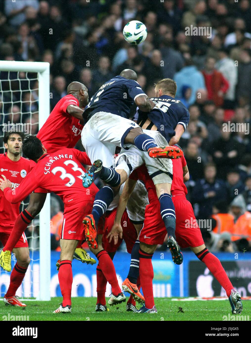 DANNY SHITTU ON TOP OF A PILE MILLWALL V WIGAN ATHLETIC WEMBLEY STADIUM ...