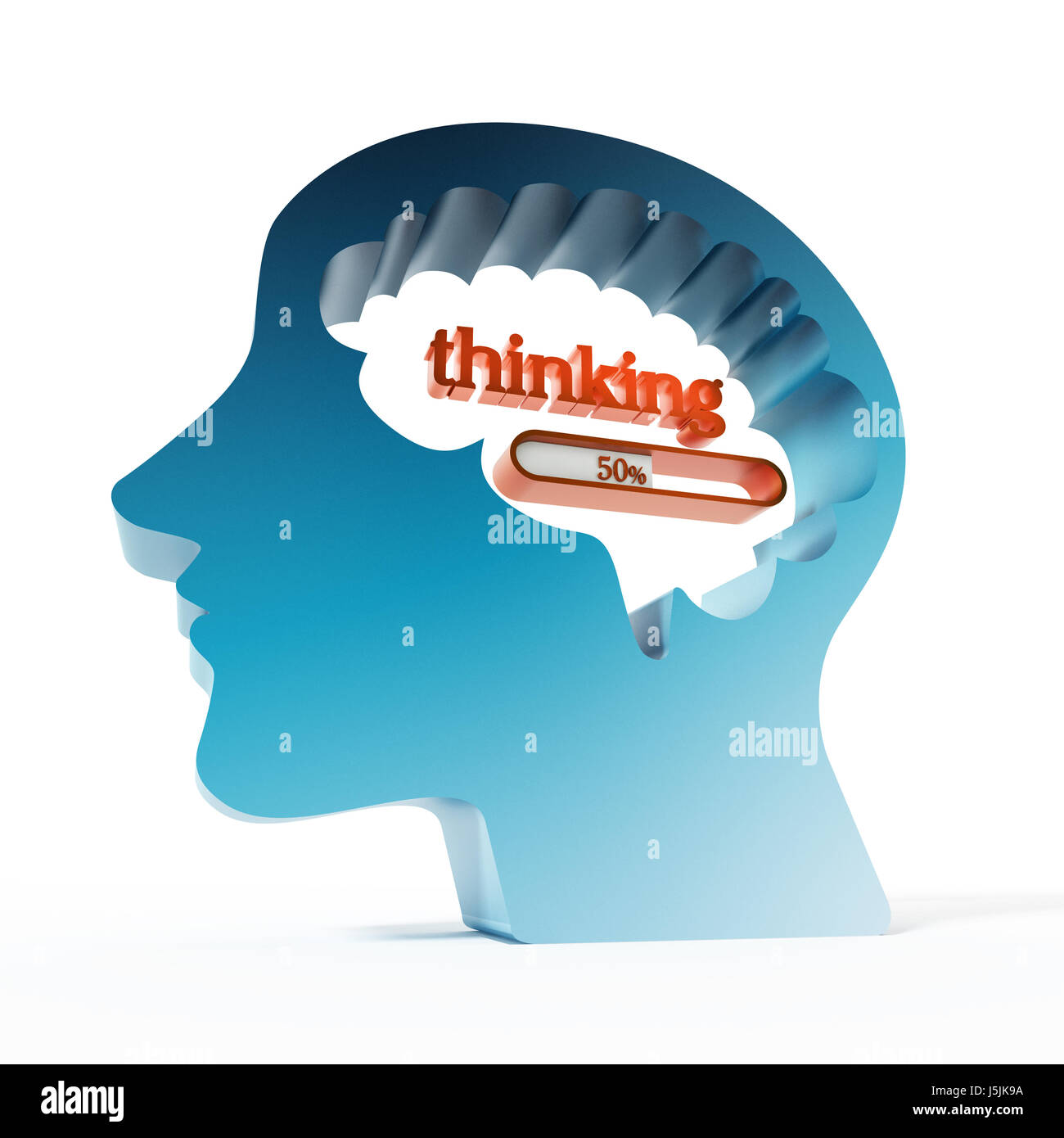 Thinking word and loading bar iin the brain. 3D illustration Stock ...