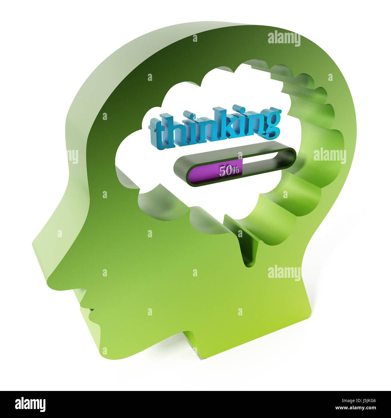 Thinking word and loading bar iin the brain. 3D illustration Stock ...
