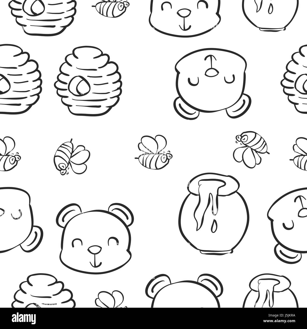Honey bear hand drawing hi-res stock photography and images - Alamy