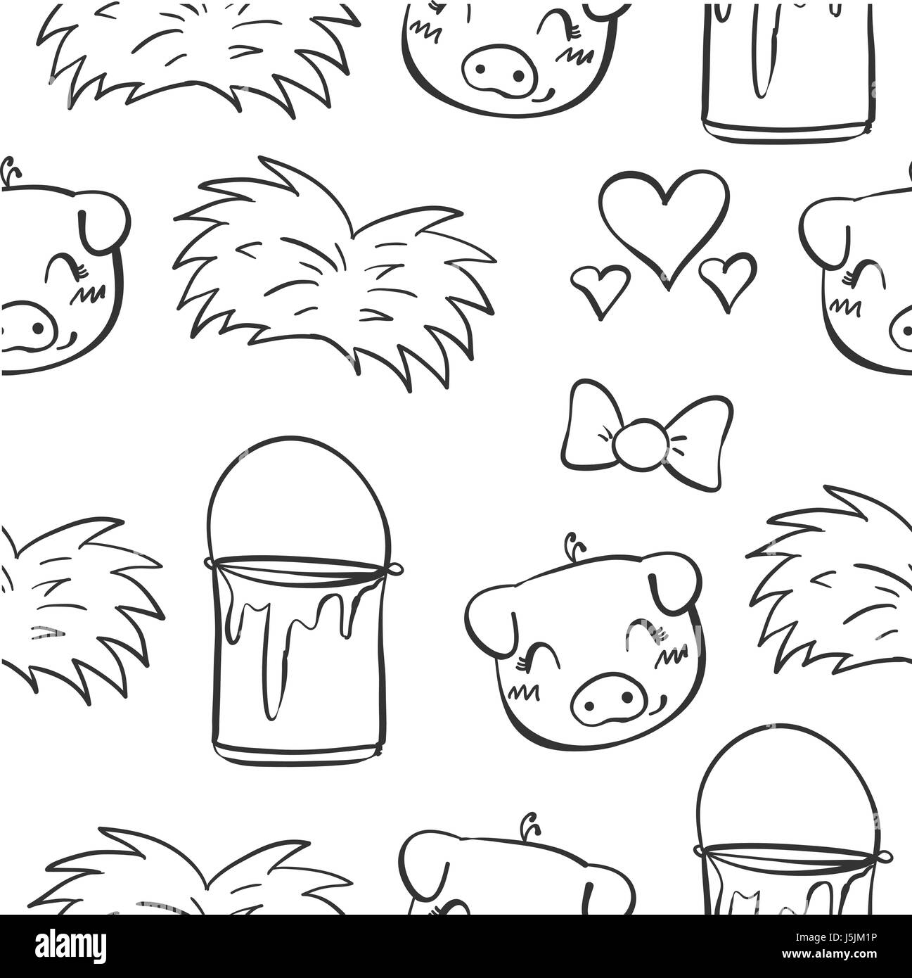 Doodle pig and grass hand draw Stock Vector Image & Art - Alamy
