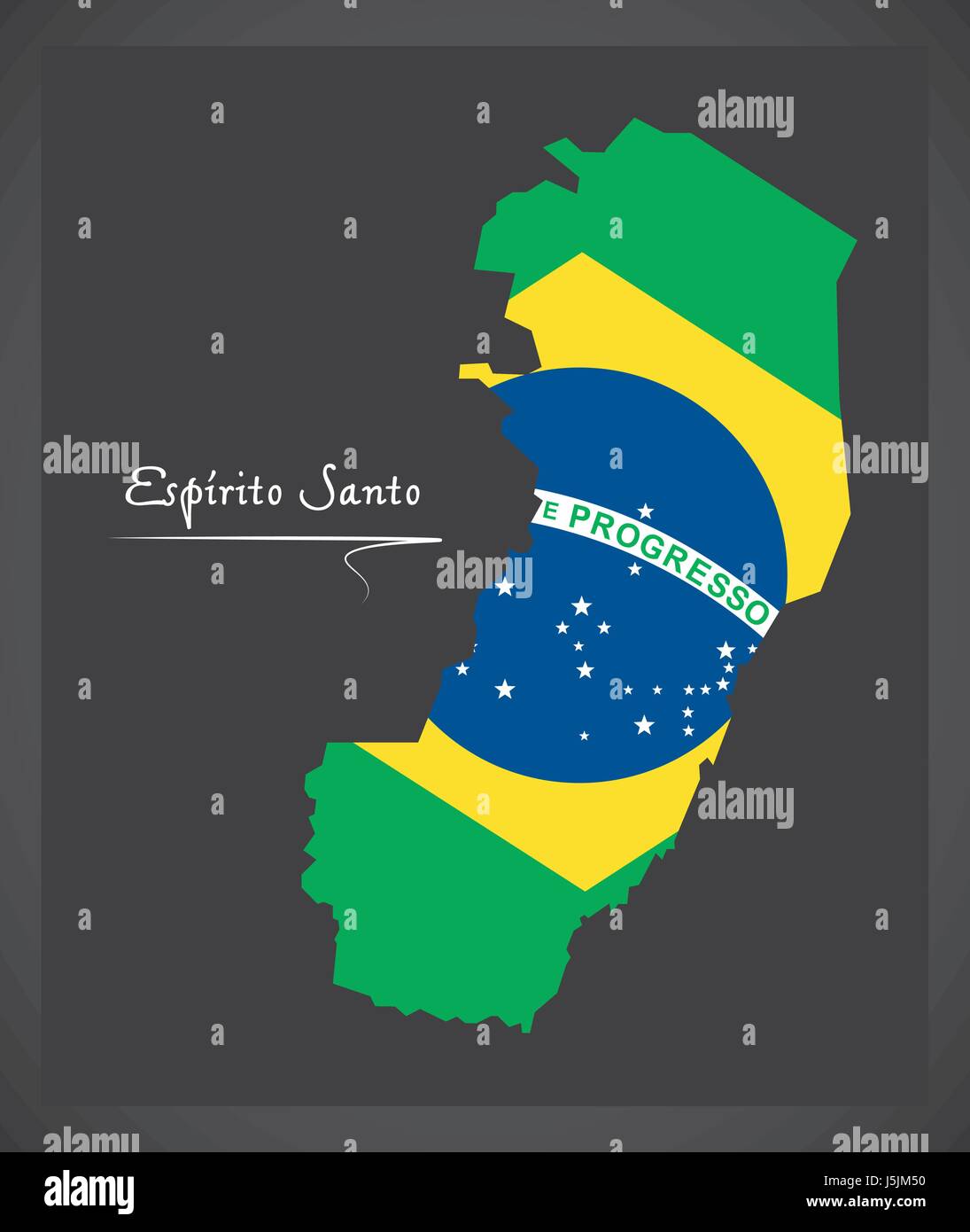 Espirito Santo map with Brazilian national flag illustration Stock ...