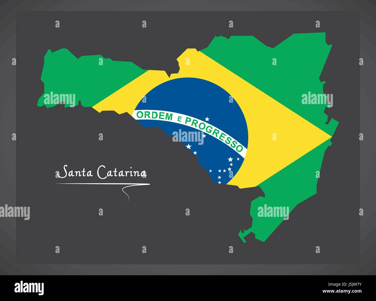 Santa Catarina map with Brazilian national flag illustration Stock ...