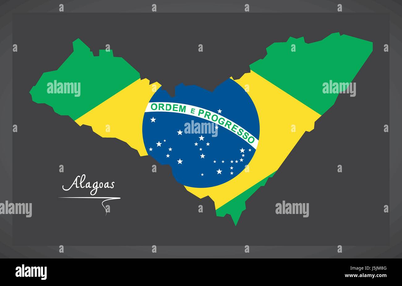 Alagoas map with Brazilian national flag illustration Stock Vector ...