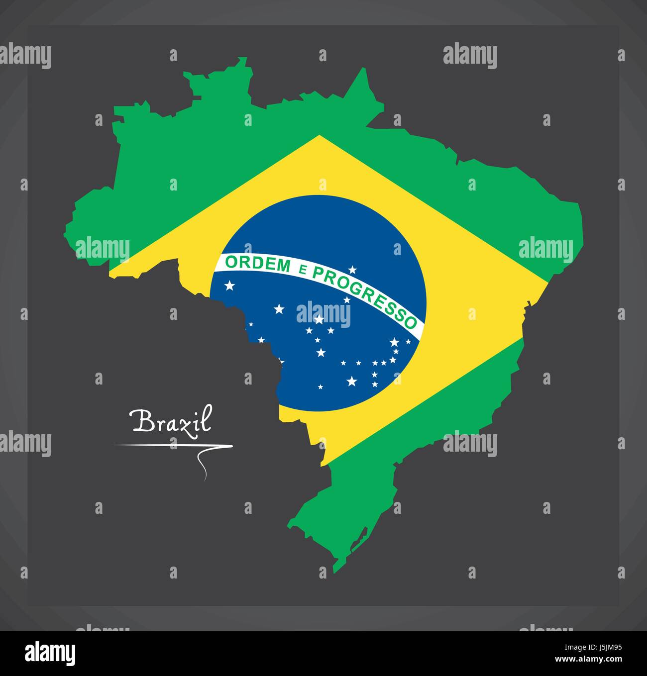 Brazil map with Brazilian national flag illustration Stock Vector Image ...
