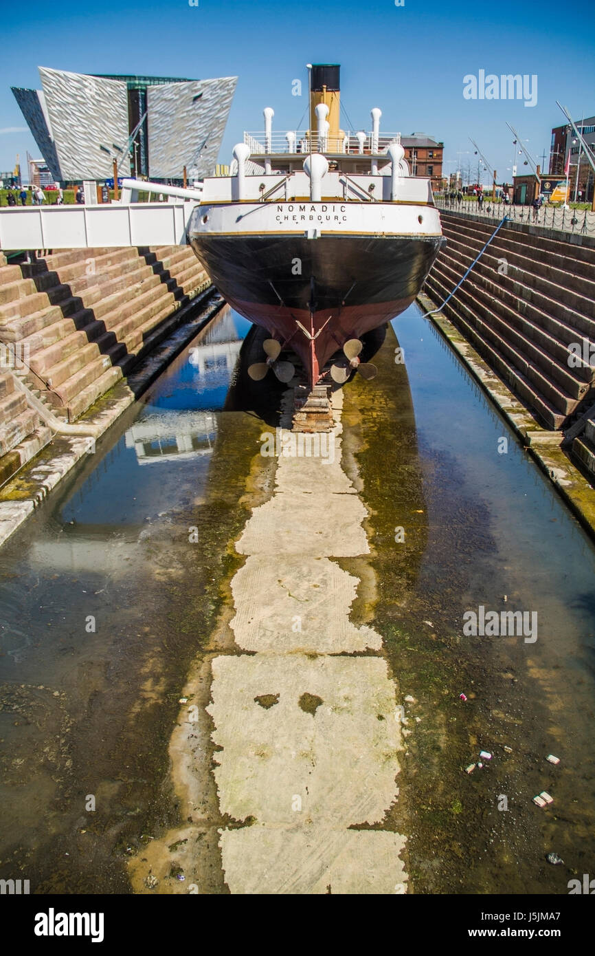 The SS Nomadic and Titanic Belfast museum Northern Ireland UK Stock ...