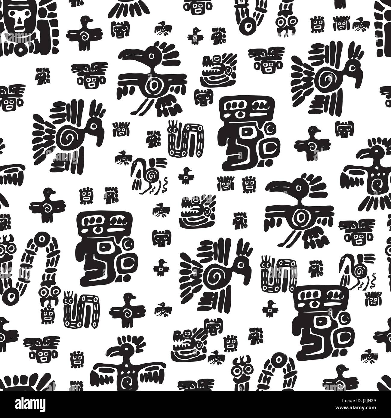 Seamless maya pattern. Black and white ethnic elements Stock Vector ...