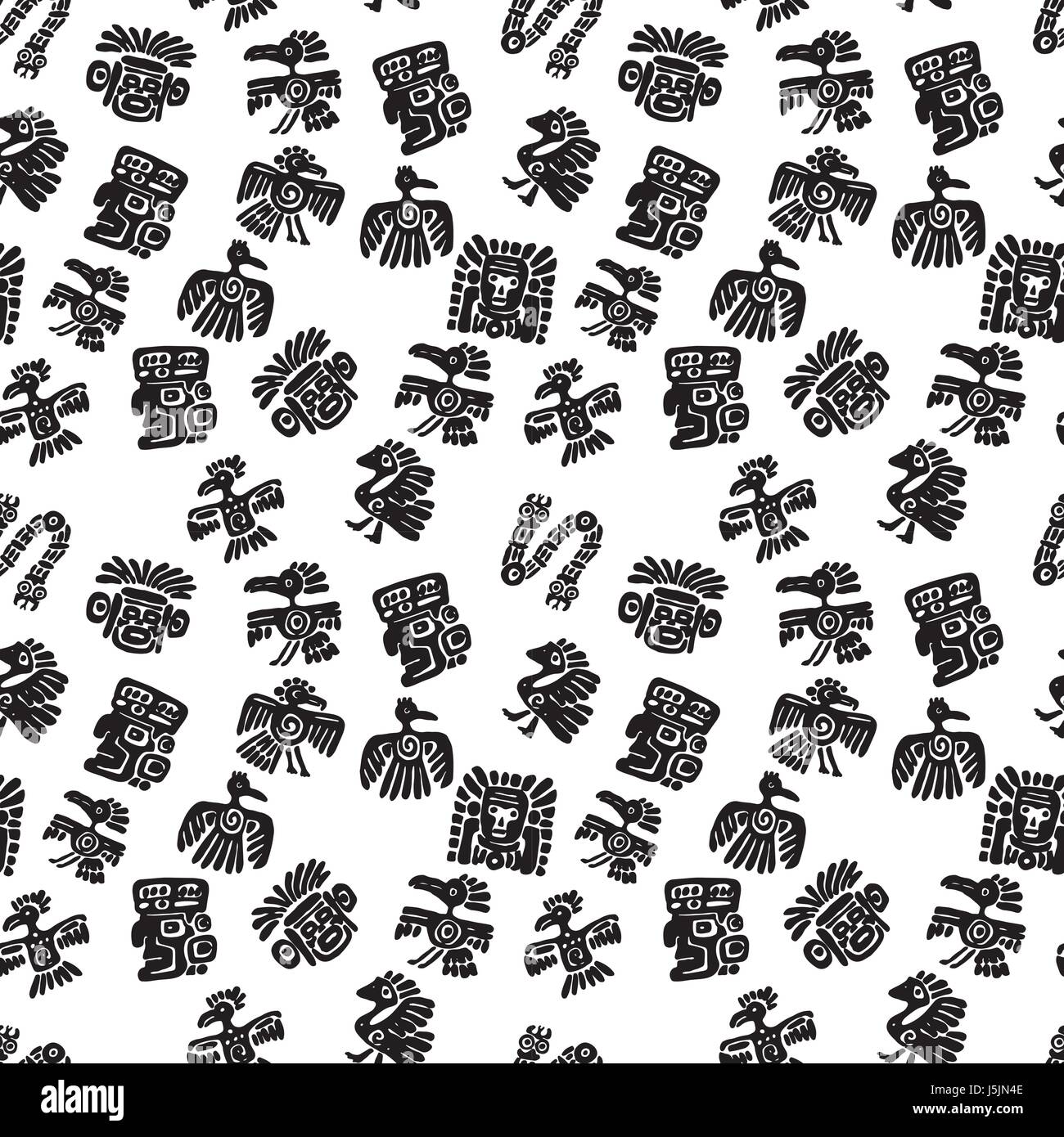 Seamless maya pattern. Black and white ethnic elements Stock Vector ...